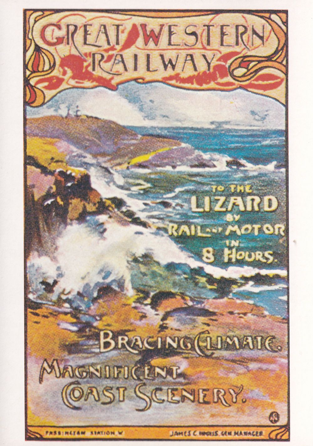 GWR Railway Travel To The Lizard Cornwall Train Poster Postcard ...