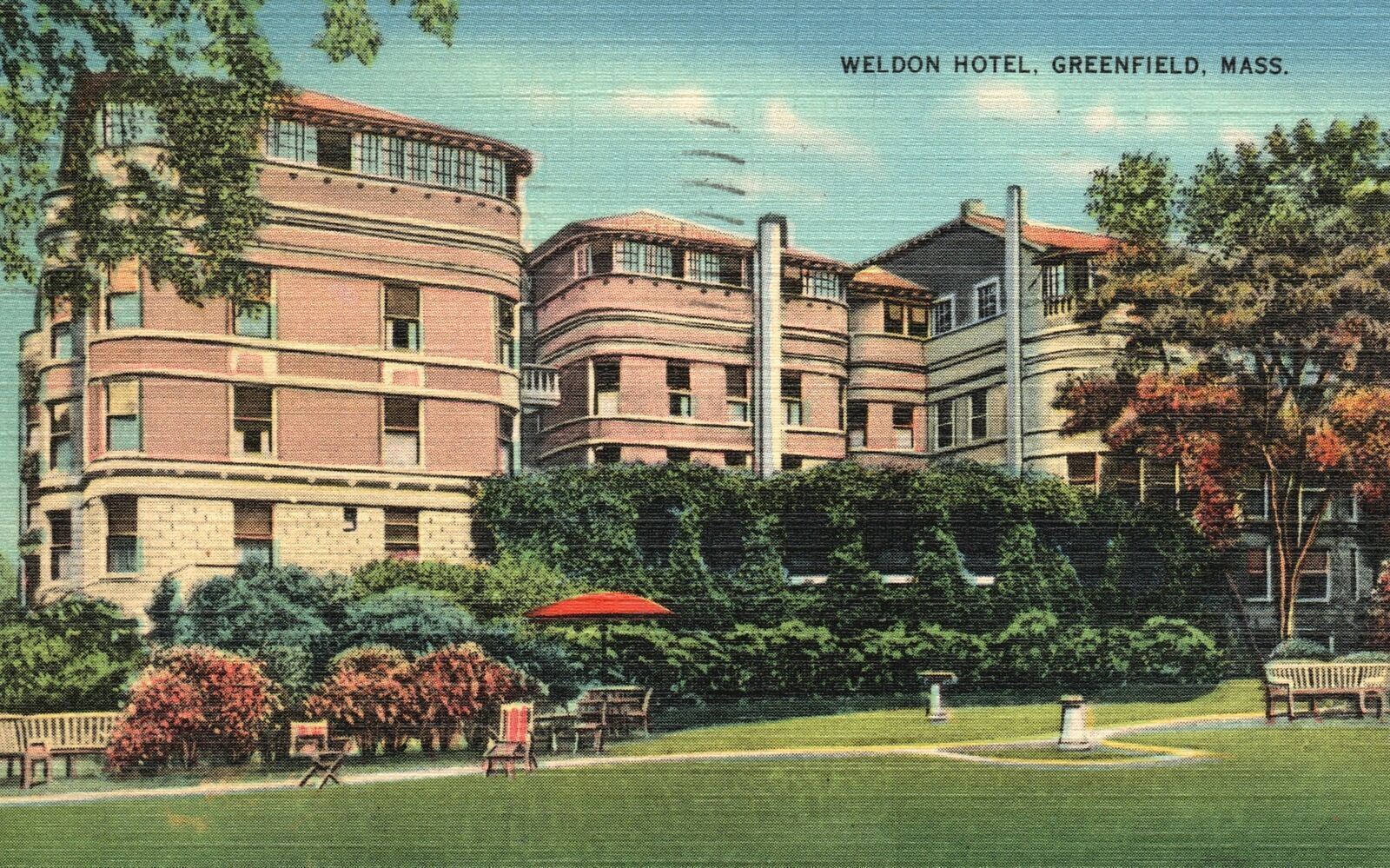 Vintage Postcard 1939 Weldon Hotel Greenfield Massachusetts Barret And ...