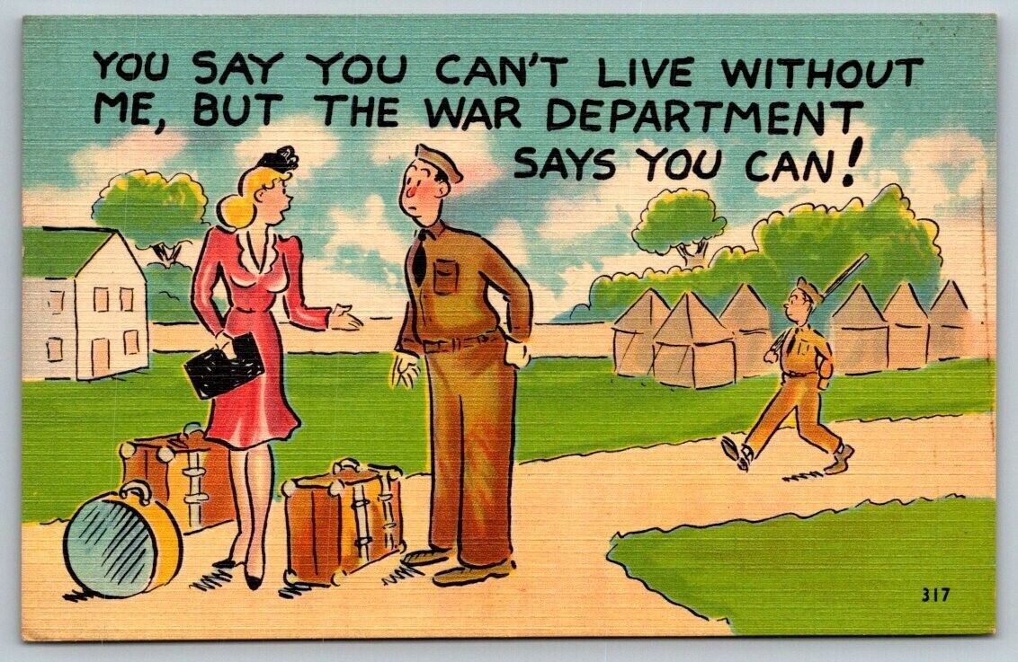 Vintage Saucy Cartoon Humor Postcard - US Army - War Department ...