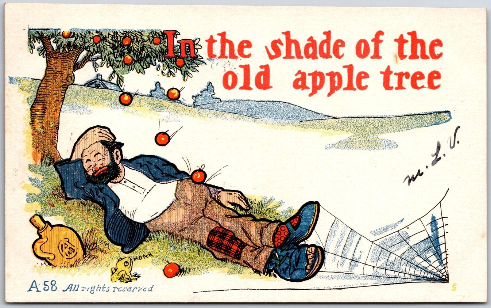Man Sleeping Under The Apple Tree "Shade of the Apple Tree" Comic Card ...