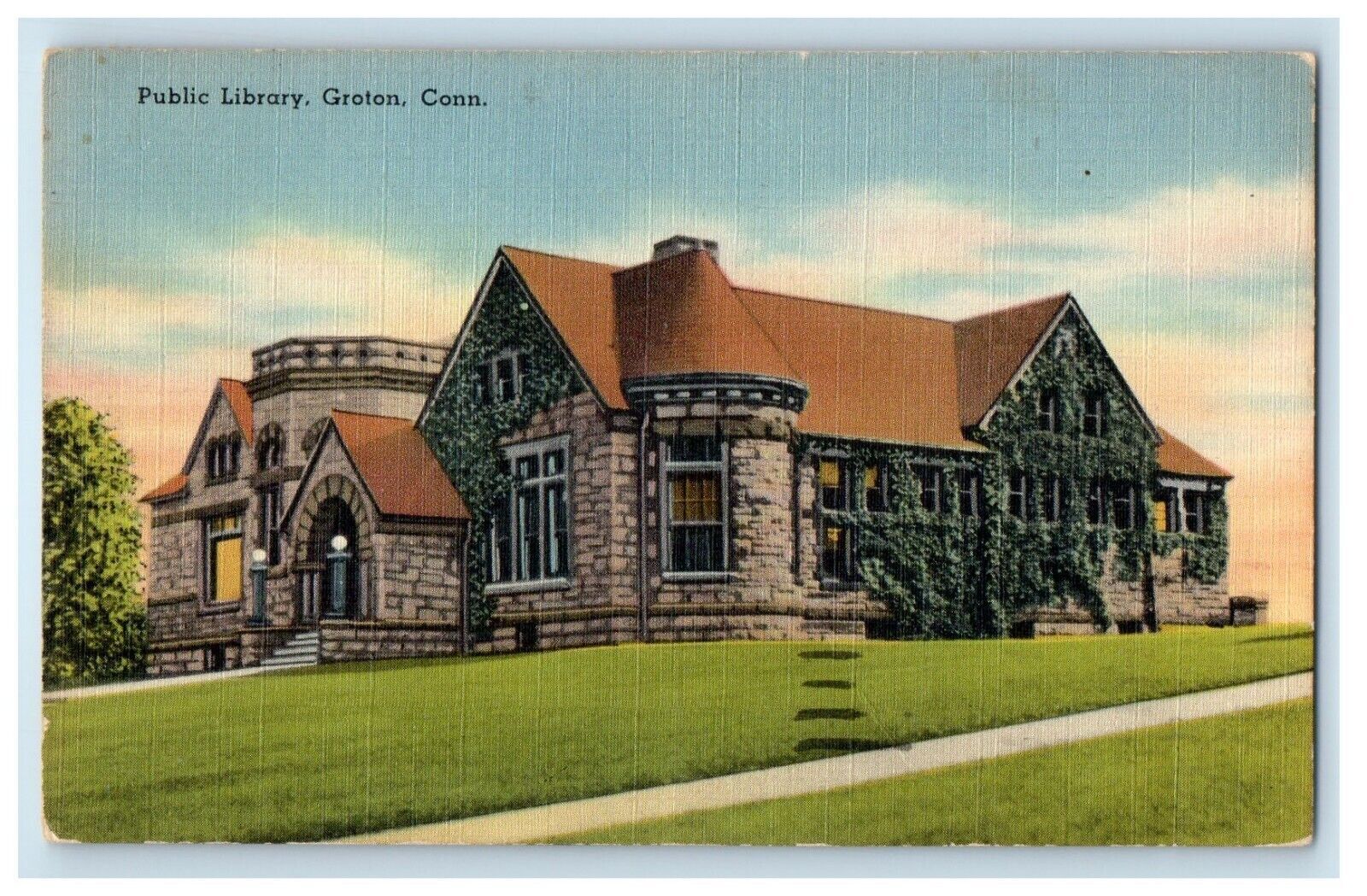 1954 Public Library Building Groton Connecticut CT Posted Vintage ...