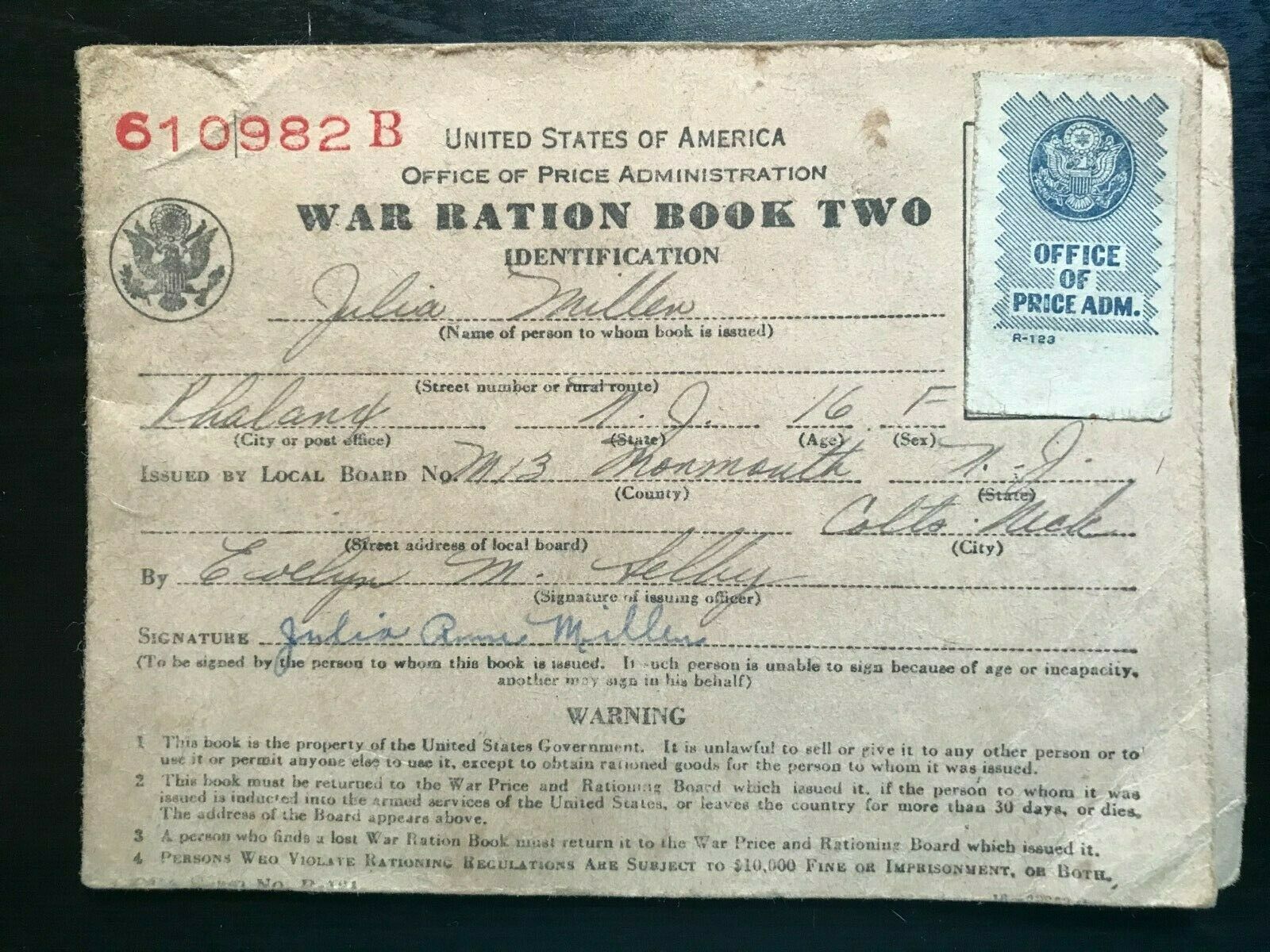 Vintage Paper 1942 World War II United States War Ration Book Two w ...