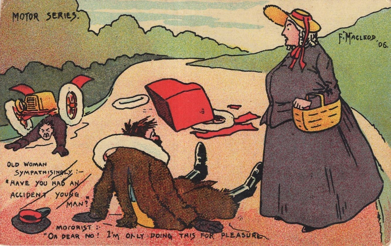 Antique Comic Car Crash Transport Disaster Comic 1906 Postcard | Topics ...