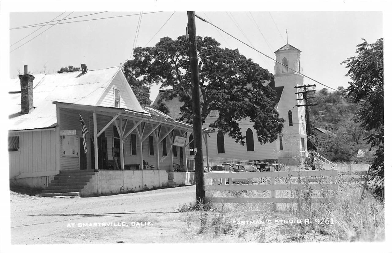 Smartsville, California RPPC Church & Post Office Smartville ca 1950s ...