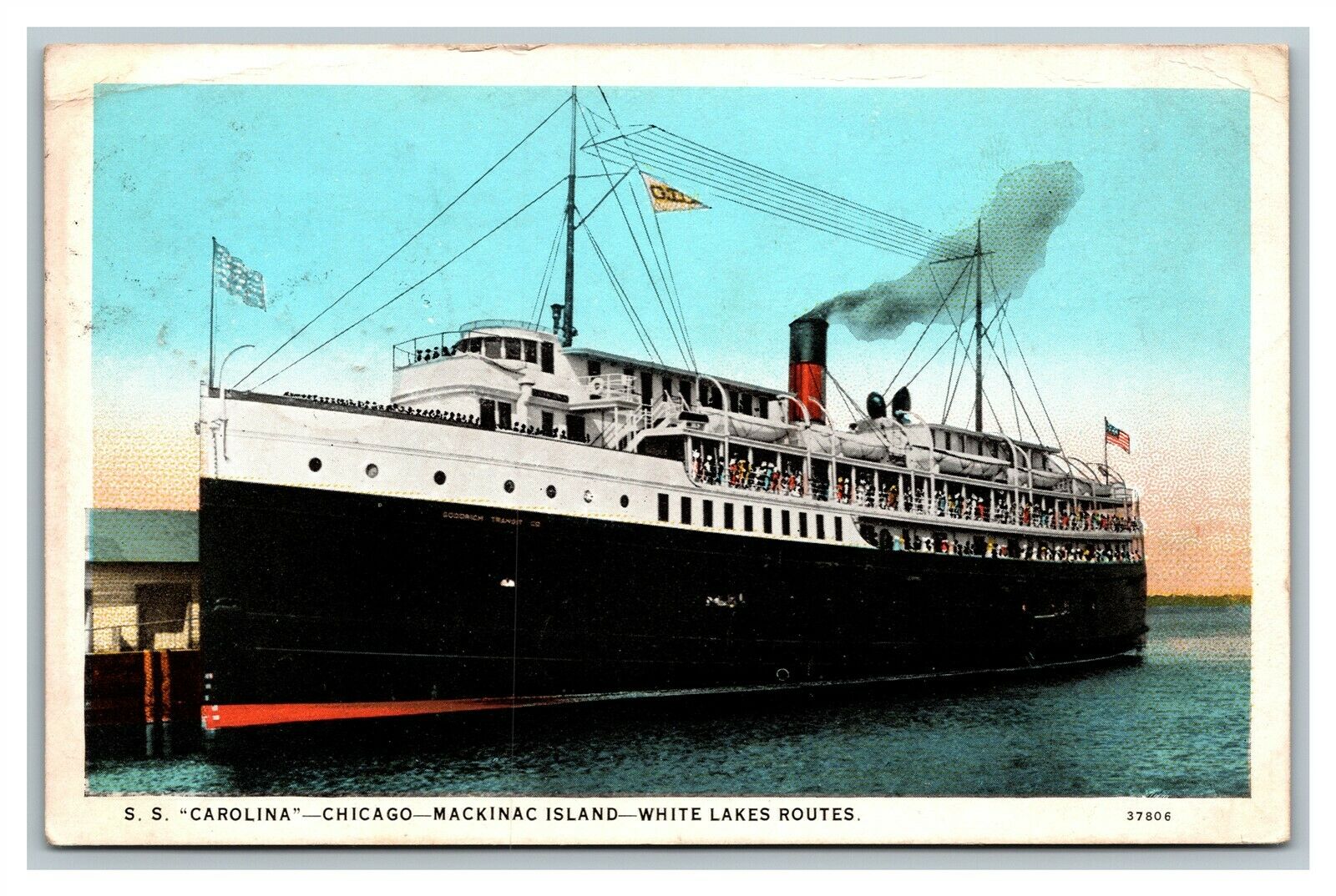 SS Carolina Goodrich Steamship Lines Chicago Mackinac Island White ...