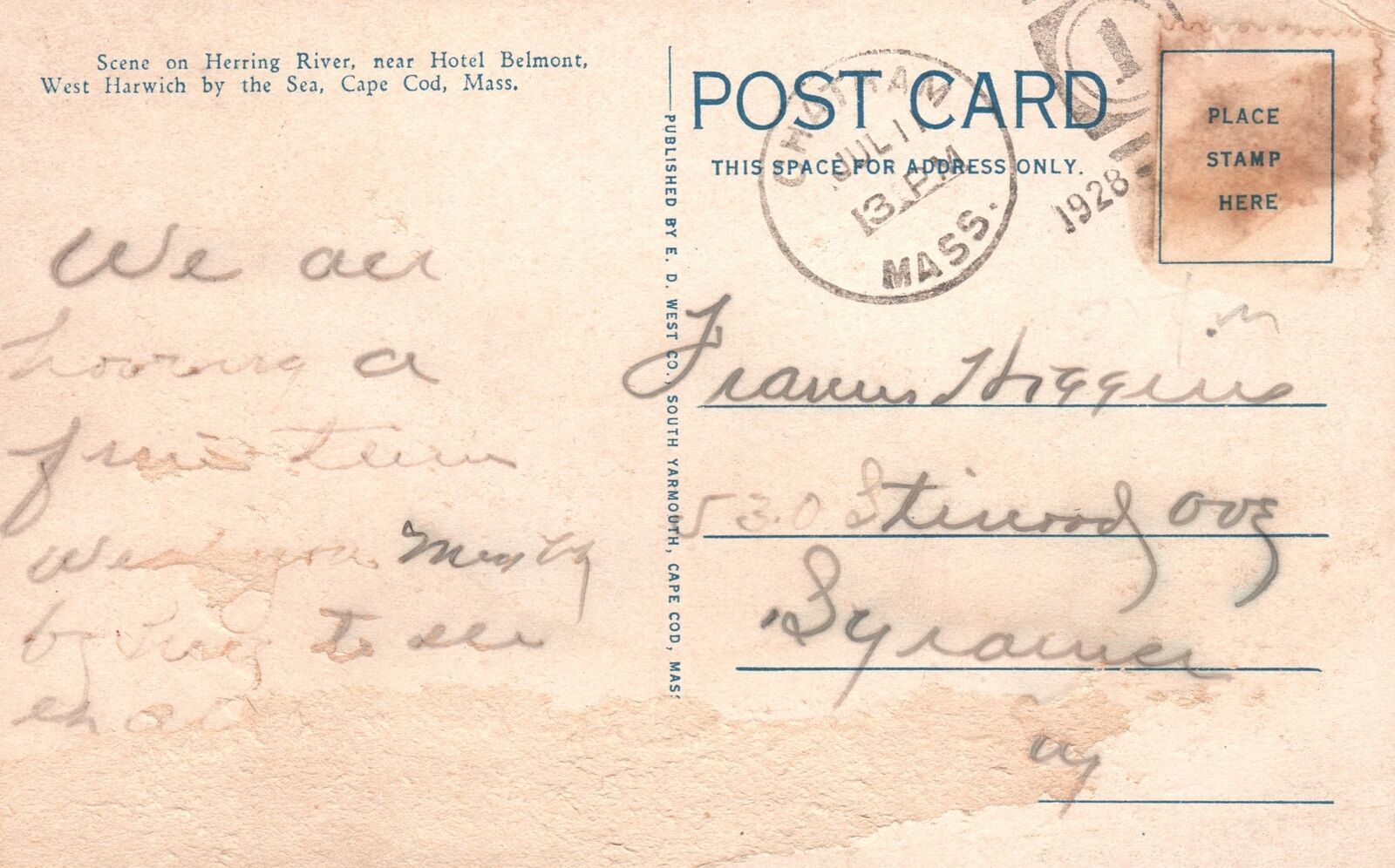 Vintage Postcard 1928 Quaint Scene on Herring River Cape Cod ...