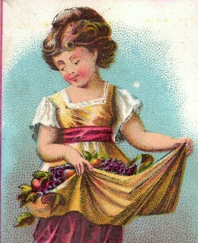 1880's-90's Victorian Card Poem Adorable Child With Fruit P184 ...