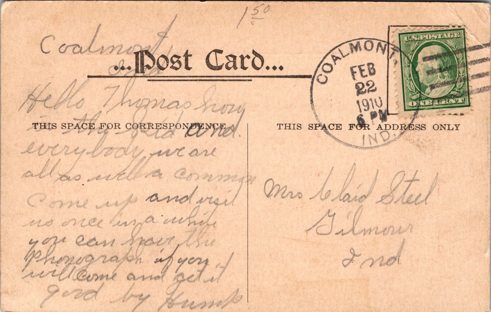 Vintage Postcard "Hot AIR Shot" Romantic Humor Mailed Coalmont Indiana ...