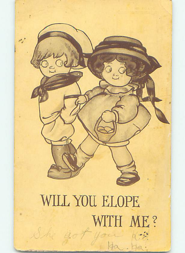 Pre-Linen Comic Will YOU Elope With ME - Girl and BOY Shown Hj1818 ...