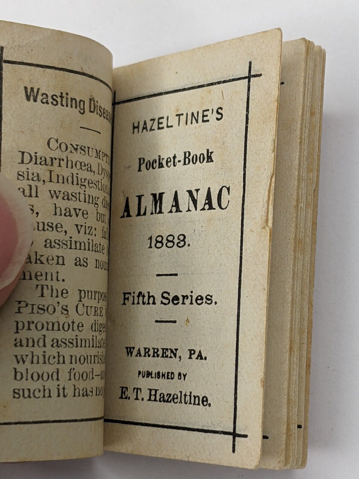 1880s Grantham, NH Hazeltine's Pocket Book Mini Almanac Advertising ...