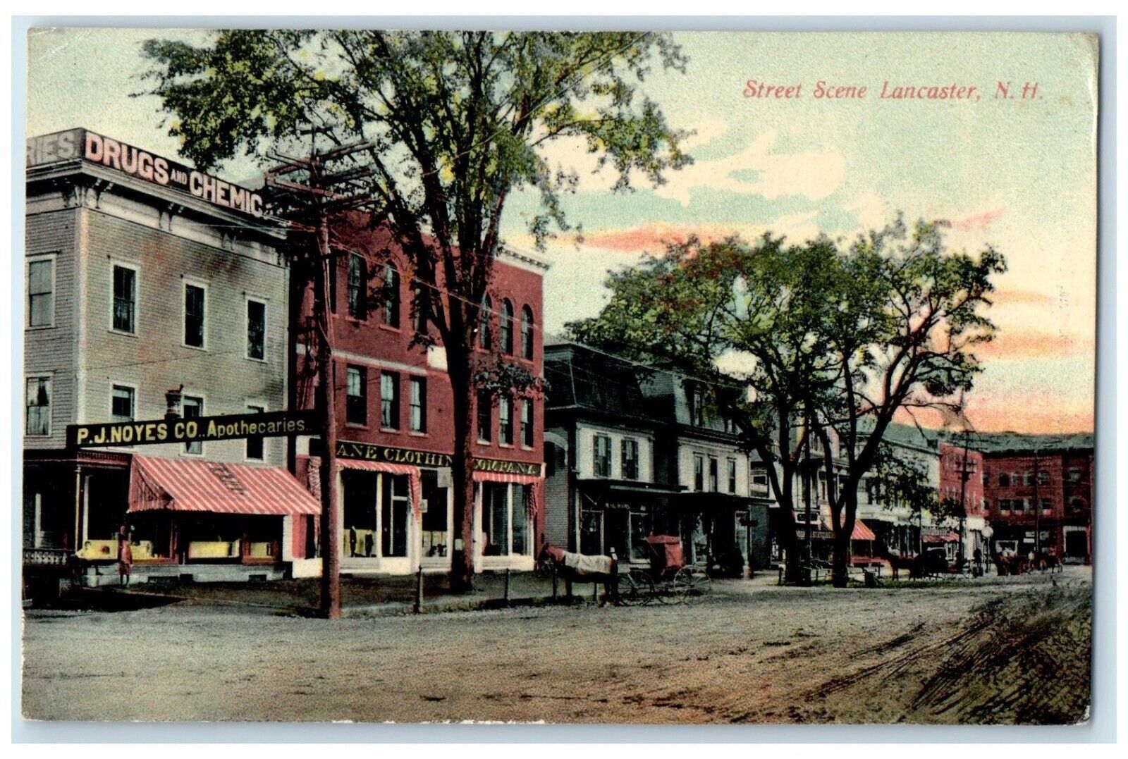 1908 Street Scene Exterior Building Lancaster New Hampshire NH Vintage ...