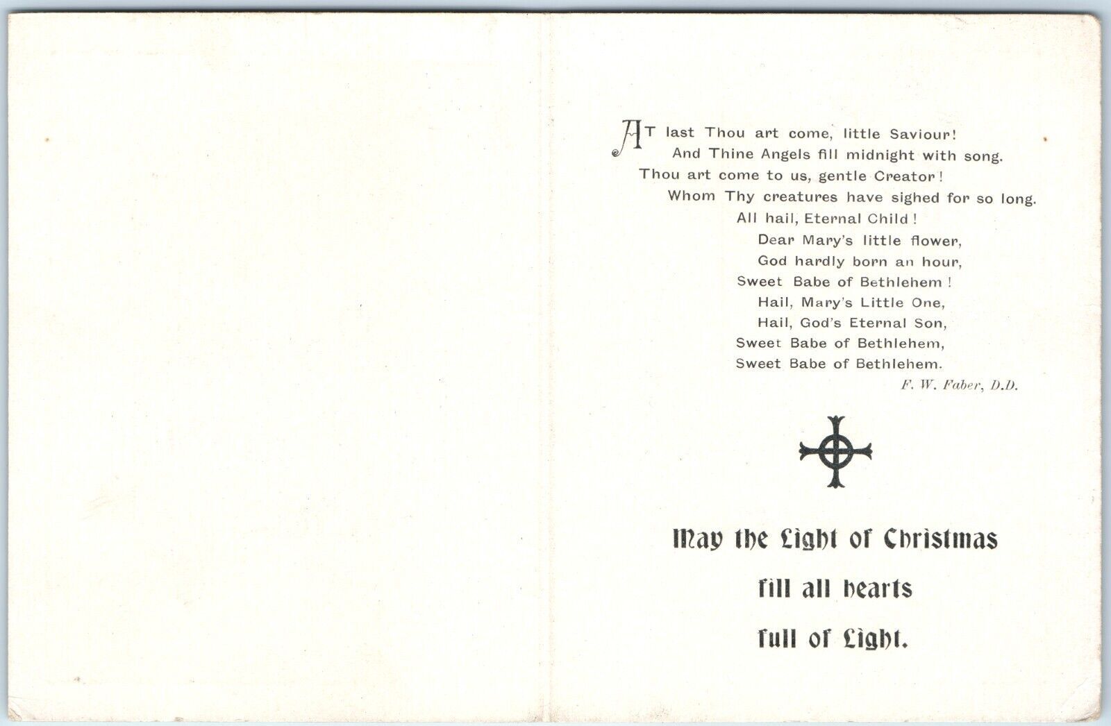 c1910s Christmas Faith Bi-Fold Trade Card Christian Baby Jesus FW Faber ...