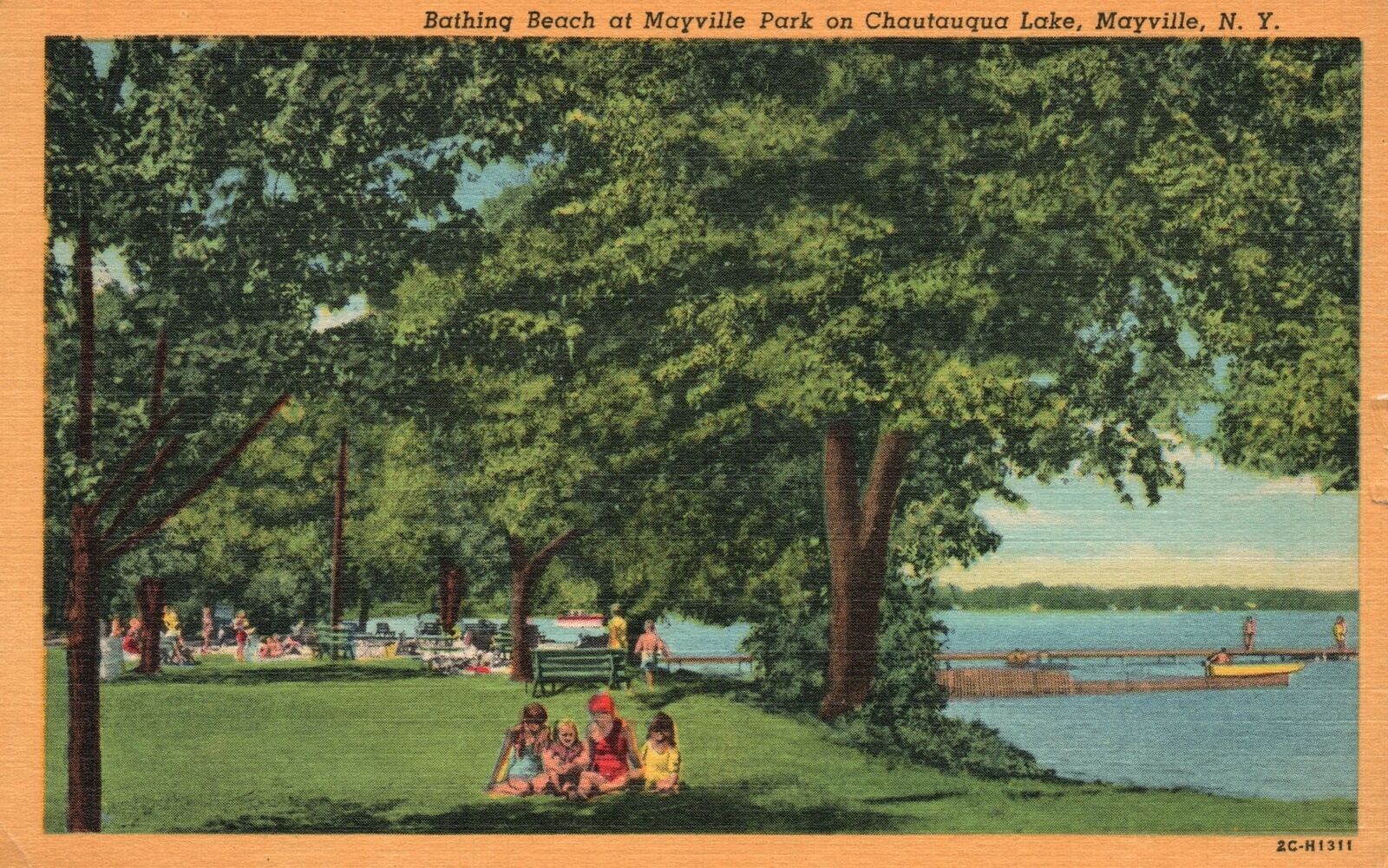 Vintage Postcard 1953 Bathing Beach Mayville Park Chautauqua Lake ...