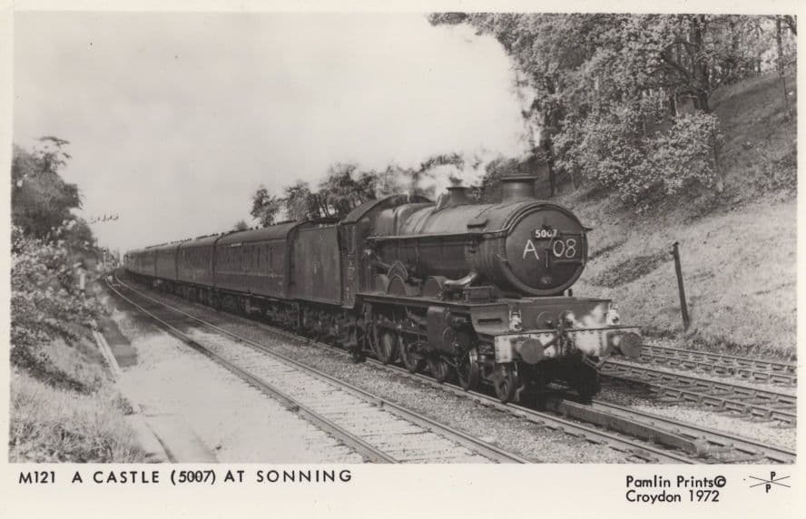 A 5007 Castle Train at Sonning London Real Photo Railway Postcard ...