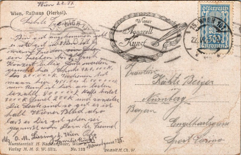 Vtg 1910s Wien Rathaus Herbst Vienna Town Hall Autumn Austria Postcard ...