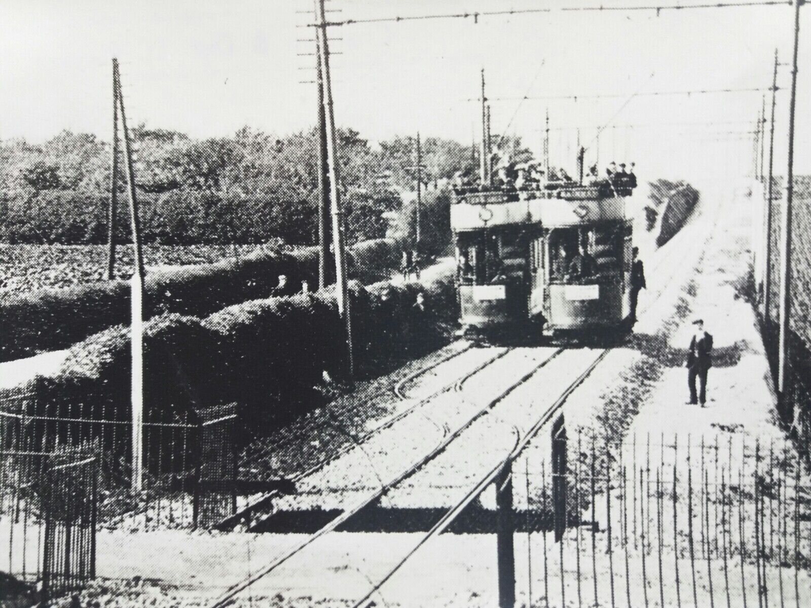 Pair of Tram Cars on Incline Chatham and District Light Railway Vintage ...