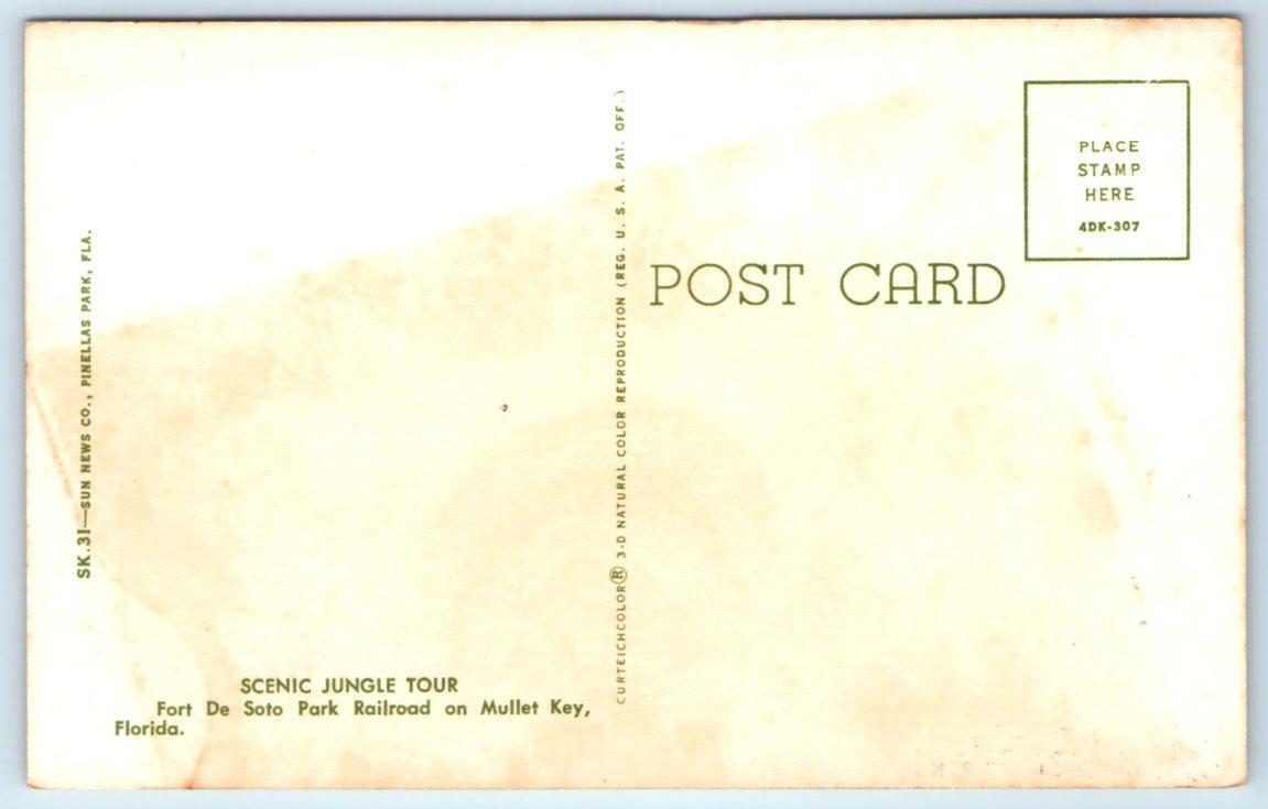 MULLET KEY, FL ~ Jungle Tour MINIATURE TRAIN Fort De Soto Park 1960s ...