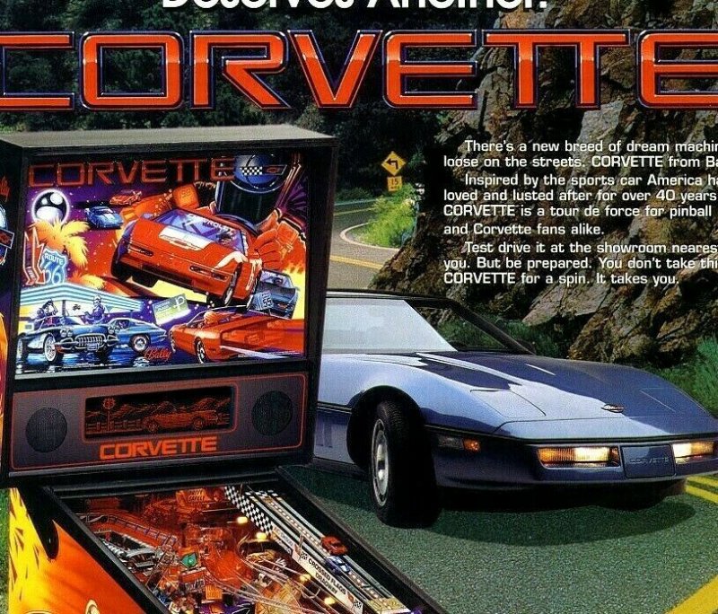 Corvette Pinball Flyer Artwork Sheet Original NOS 1992 Chevrolet Chevy ...