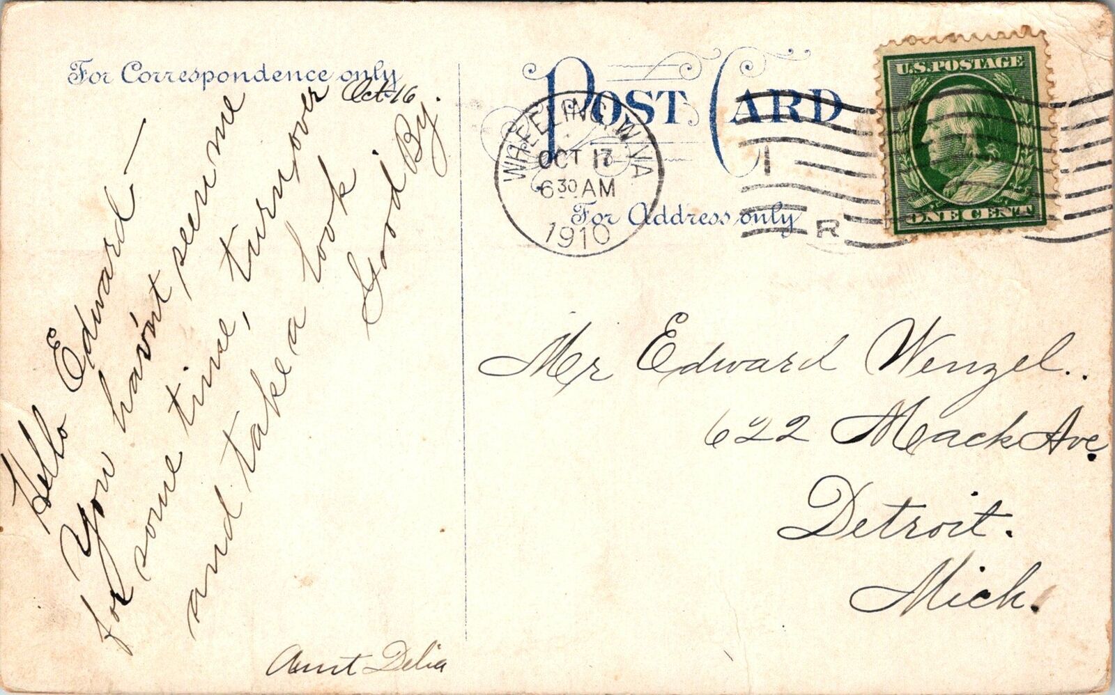 Vintage Postcard "TO Edward From Aunt Delia" Feeding the Cows Mailed in ...