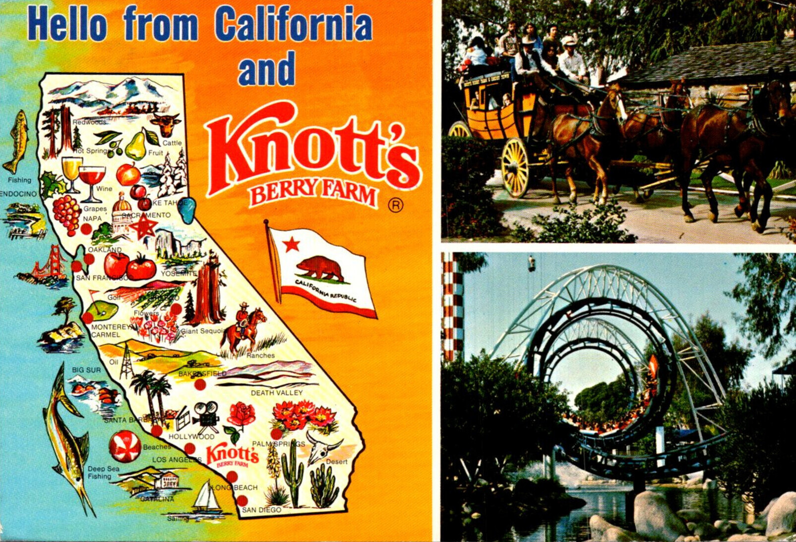 California Map With Hello From Knott's Berry Farm 1985 | Topics - Maps ...