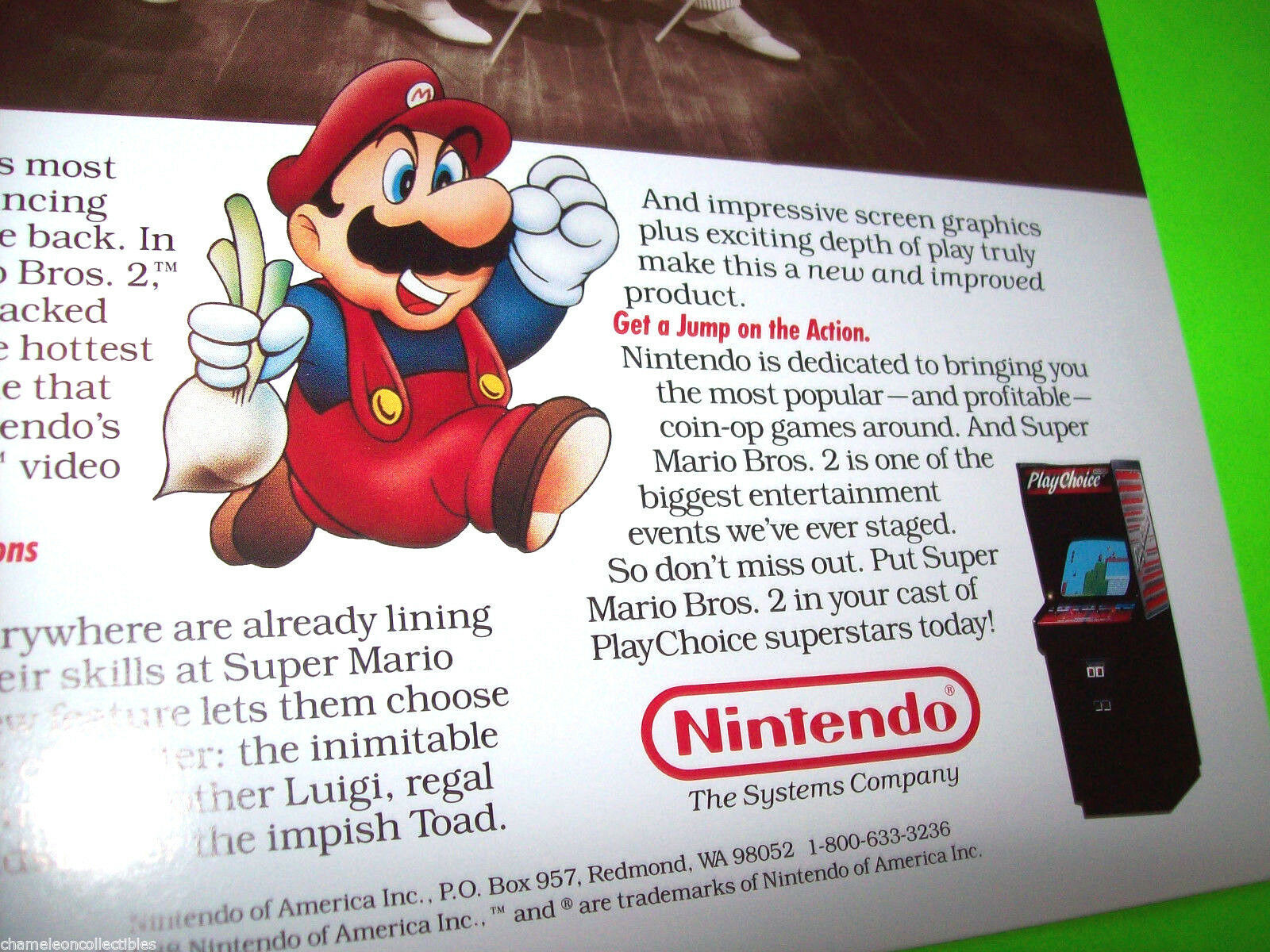 Super Mario Bros 2 Arcade Game Flyer Playchoice Video Game Promo Retro ...