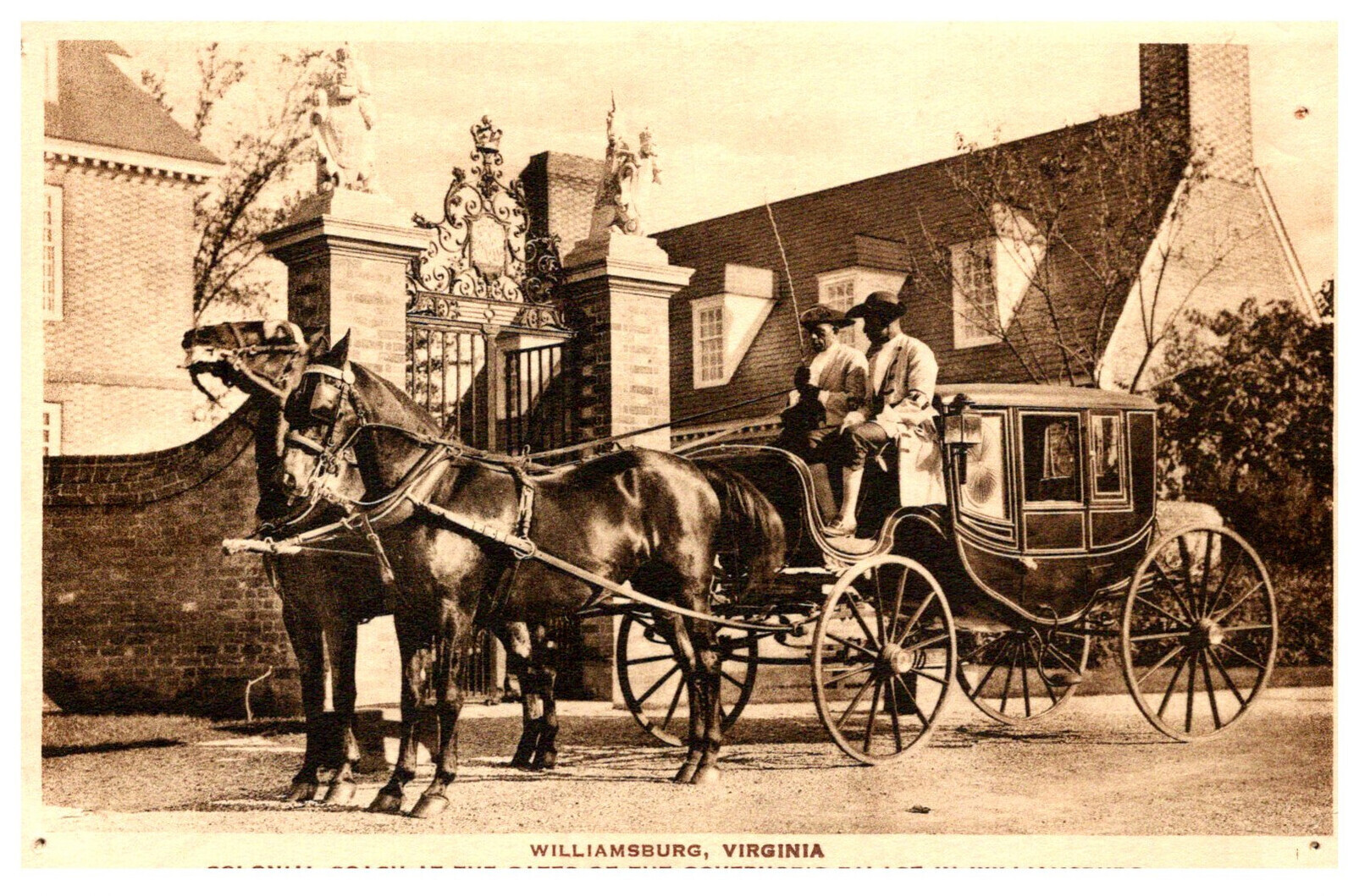 Virginia Williamsburg Colonial Coach at Gates of Governor's Palace ...