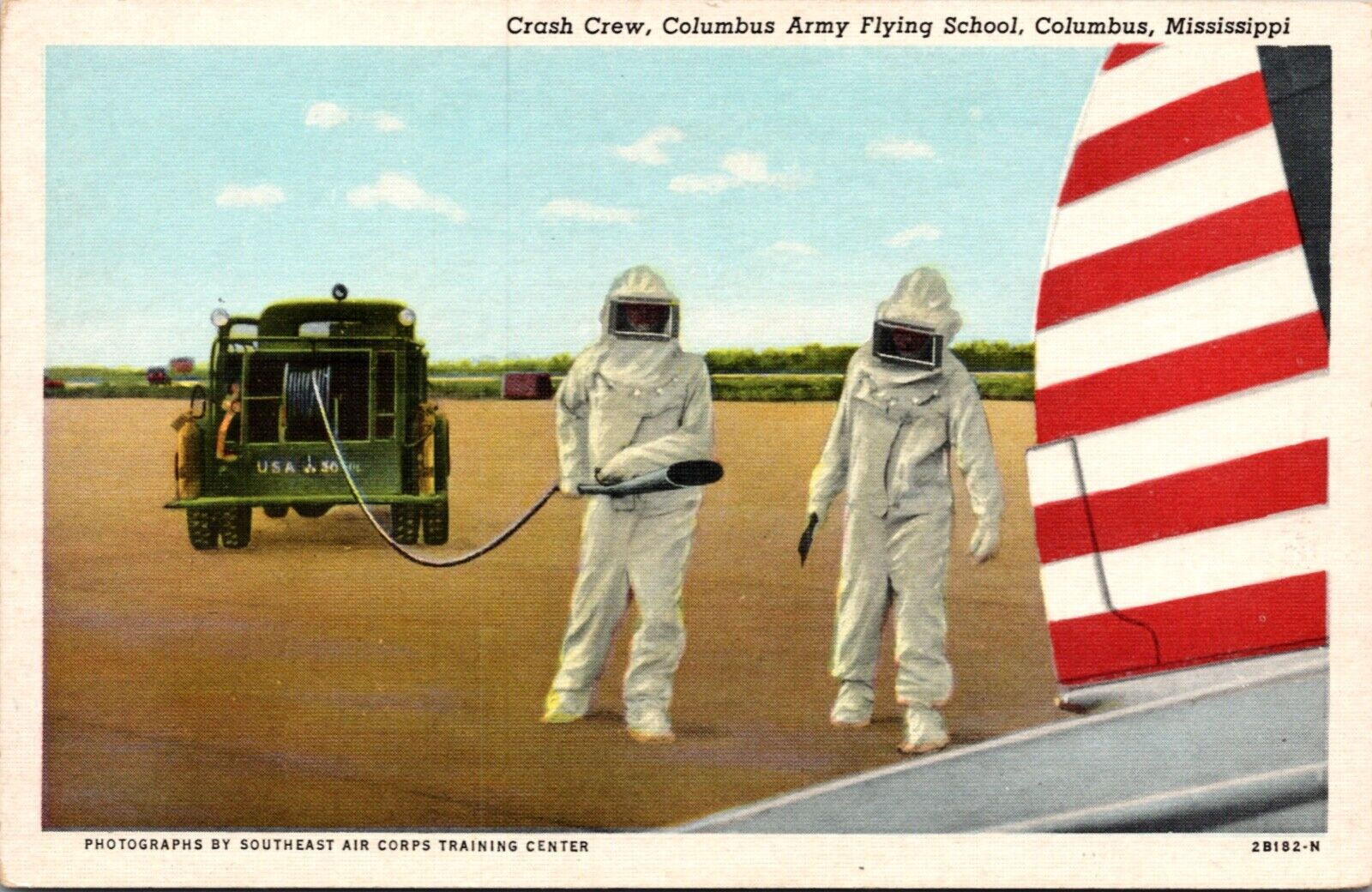 Linen Postcard Crash Crew Columbus Army Flying School Columbus ...