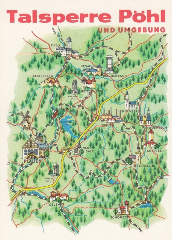 Talsperre Pohl Und Umbebung Plauen Aurach Greiz German Karte Map ...