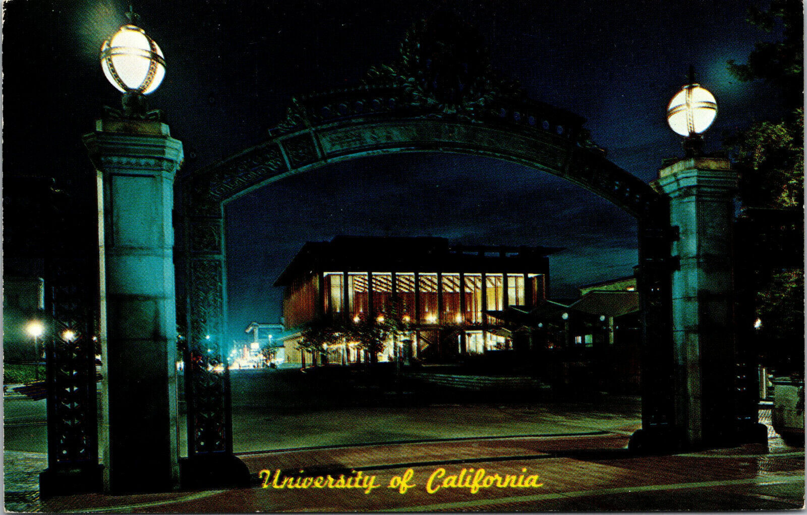 Vtg 1950's Sather Gate At Night University Of California Berkeley CA ...