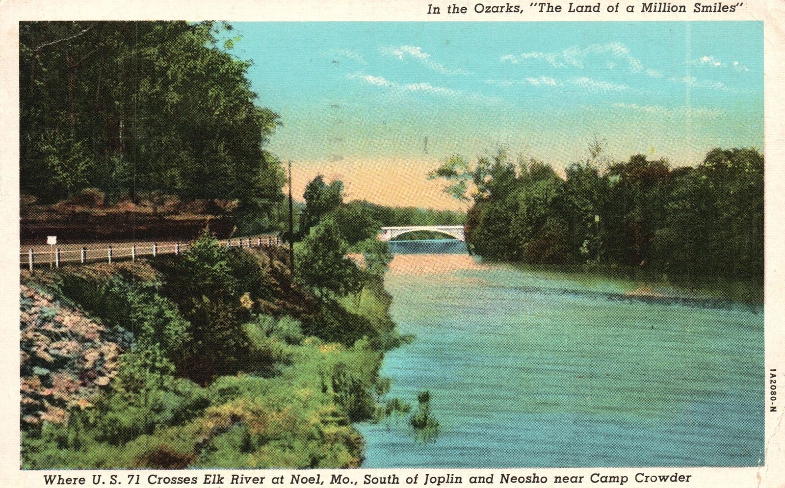 Vintage Postcard 1948 Famous Highways in Ozarks Clear Elk River Noel ...