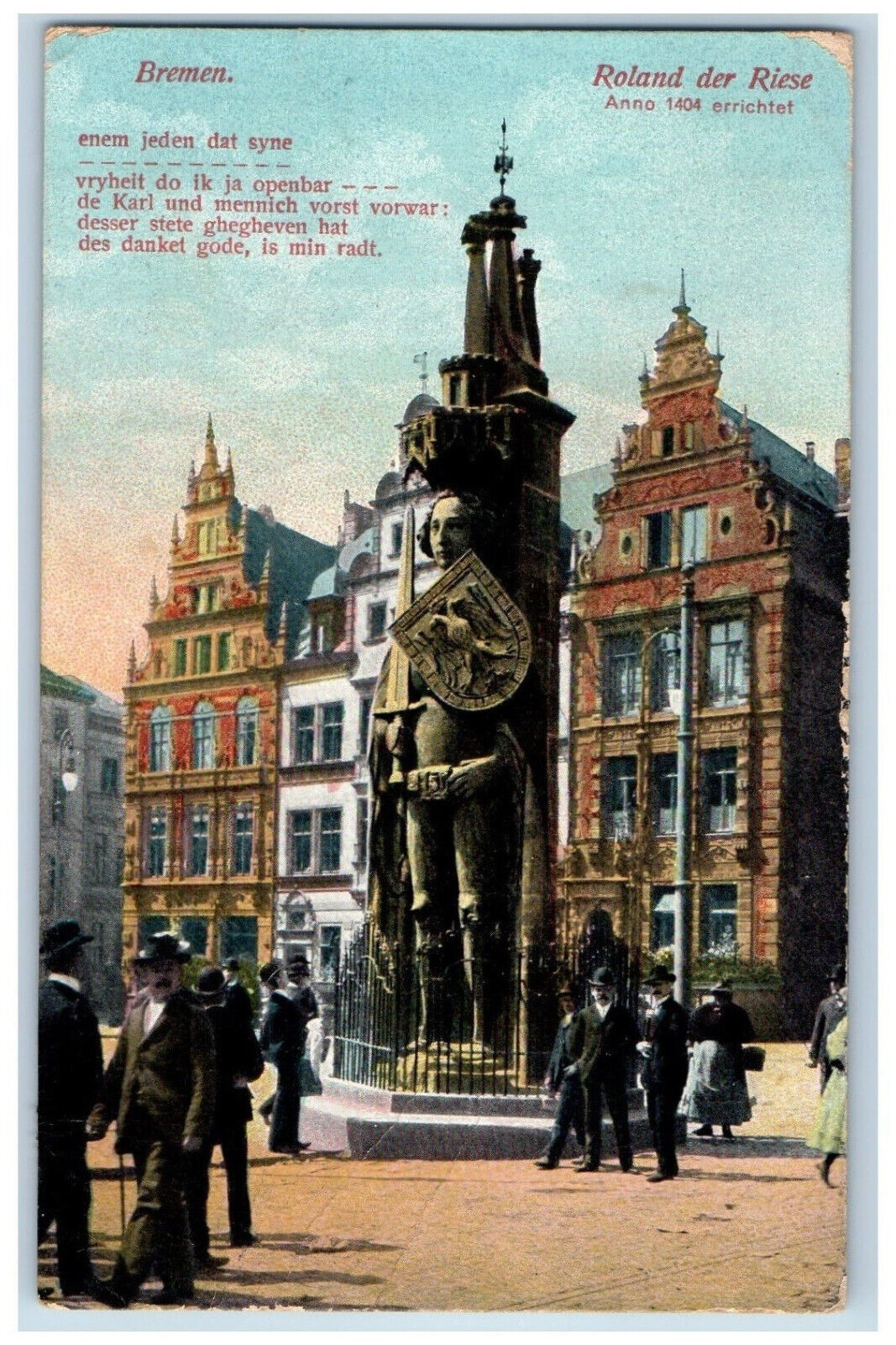 Bremen Germany Postcard Roland The Giant Monument 1913 Antique Message ...