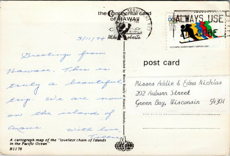 postcard Hawaii - Here's Hawaii the 50th State - cartograph map ...