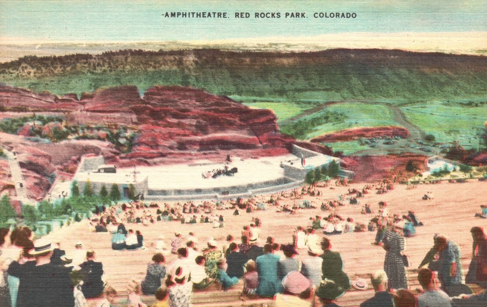 Vintage Postcard Amphitheater Solid Rock Formation Cave Red Rocks Park ...