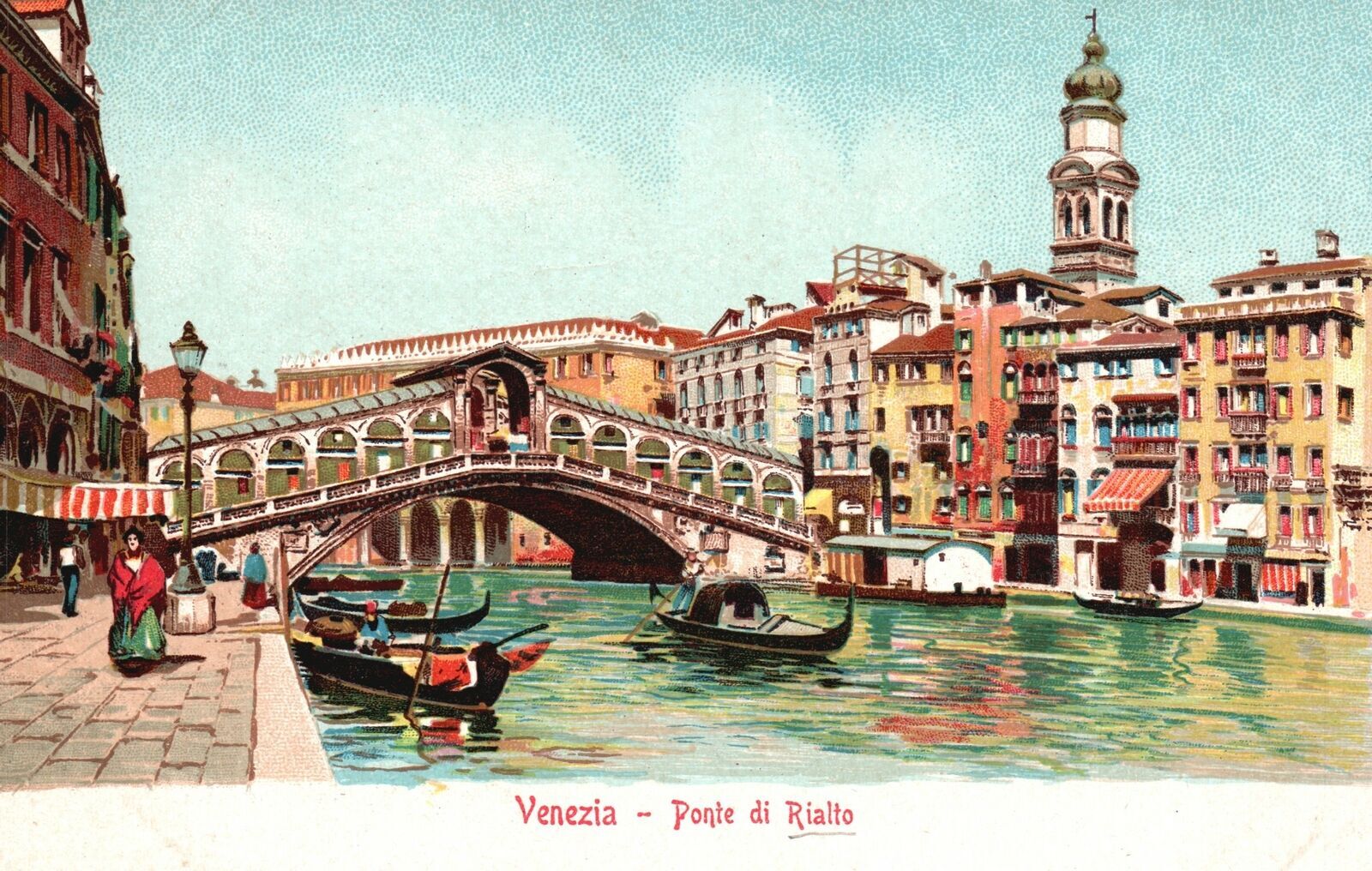 Vintage Postcard 1910s Ponte Di Rialto Venezia Arch bridge Venice Italy ...