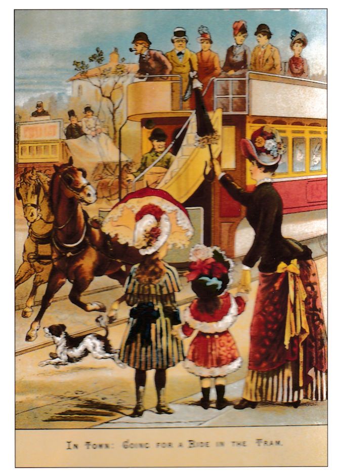 Victorian Trams Bus Going For A Ride In The Tram Advertising Postcard ...