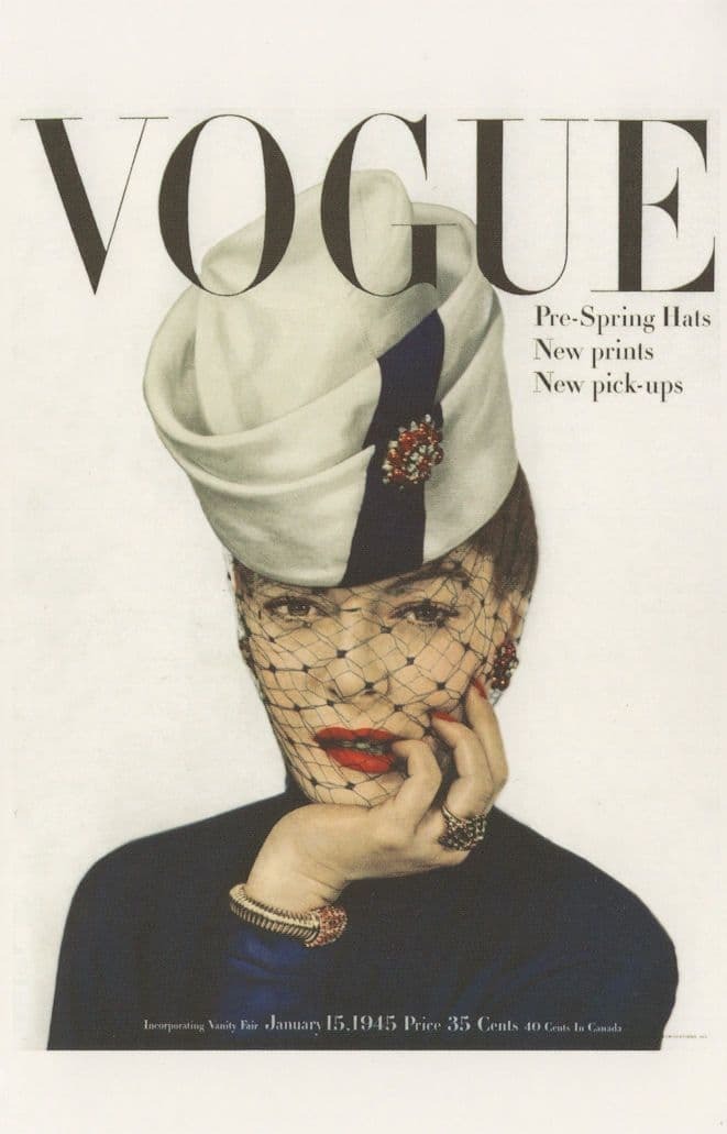Andrea Johnson 1945 WW2 Vogue Magazine Spring Hat Postcard | Topics ...