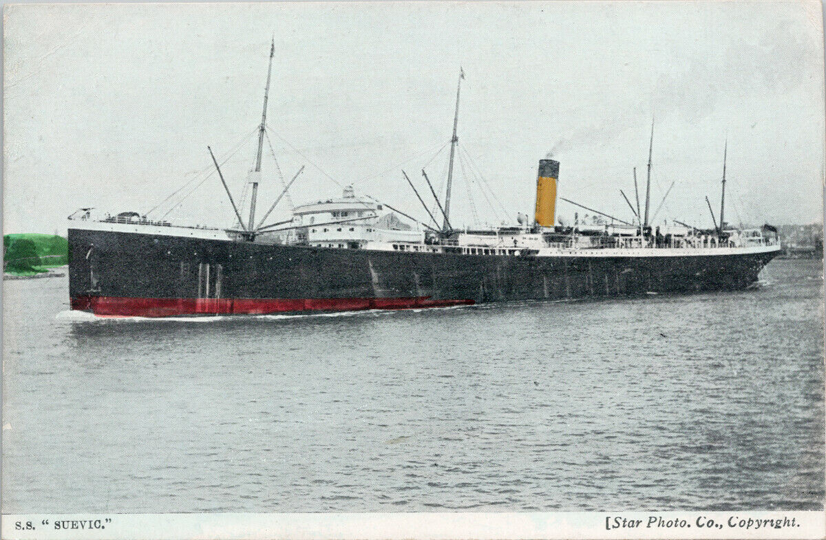 SS 'Suevic' Ship Steamship White Star Line Advance Australia Postcard ...