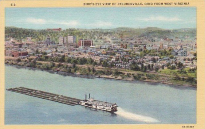 Ohio Steubenville Birds Eye View From West Virginia Curteich | United ...
