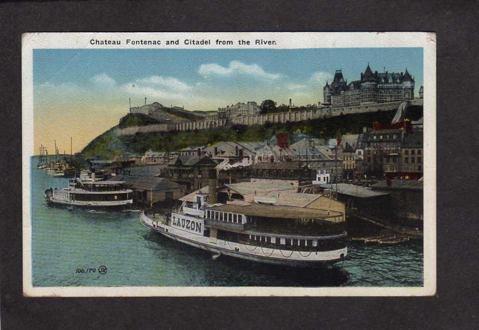 PQ QC Steamer Lauzon Steamship Chateau Frontenac Quebec City Carte ...