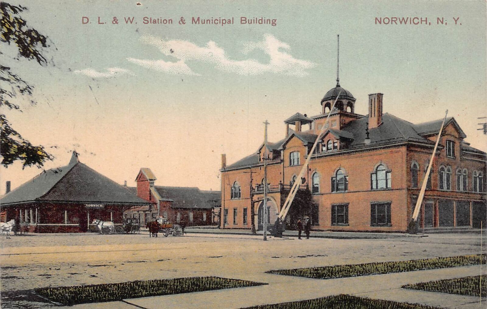 J72/ Norwich New York Postcard c1910 DL&W Railroad Depot 64 | United ...