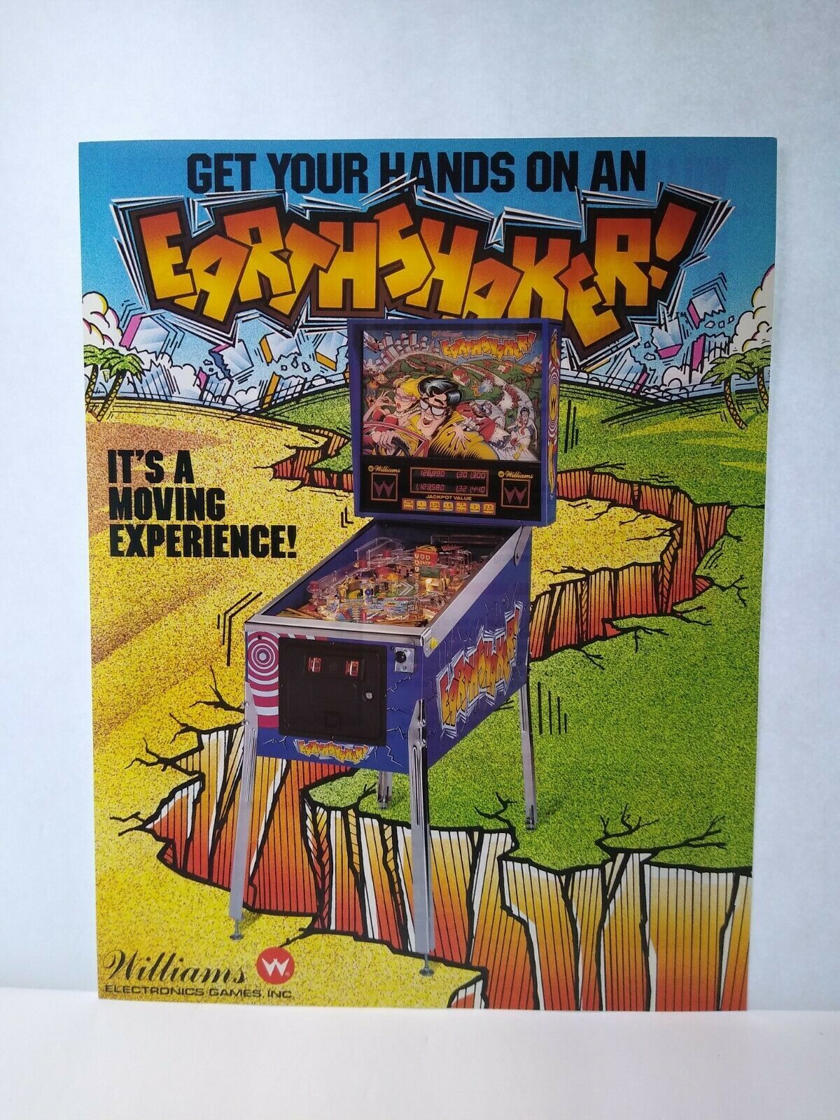 Earthshaker Pinball Flyer Original Vintage NOS 1989 Game Art Promo 8.5 ...