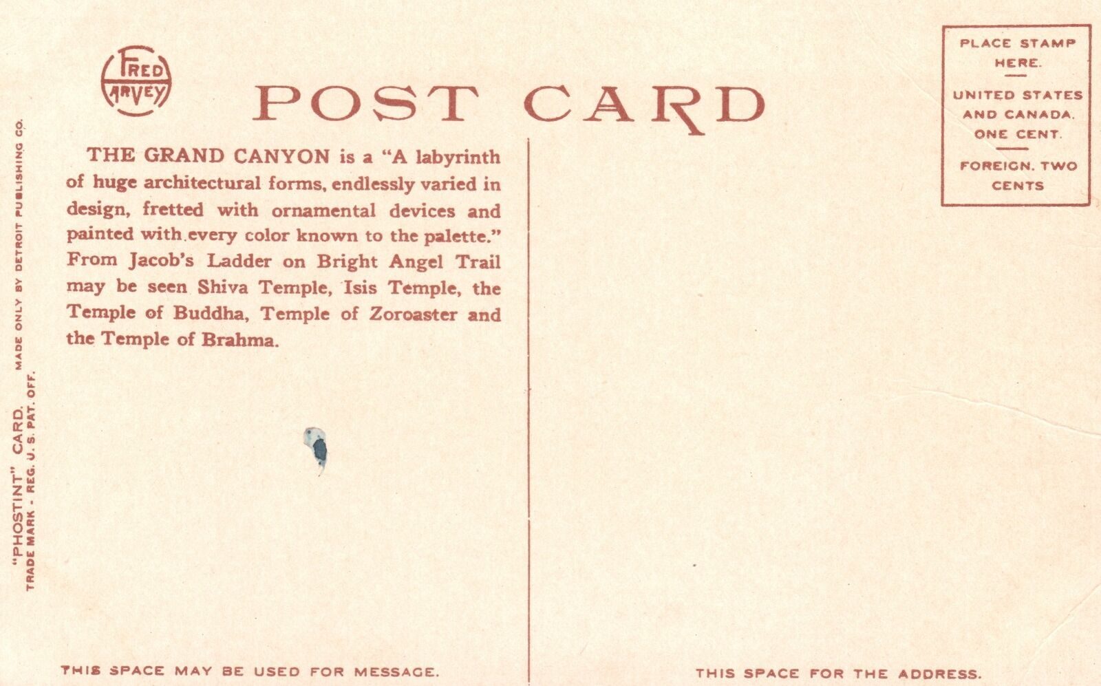 Vintage Postcard 1920 Colorado River Foot of Bright Angel Trail Grand ...