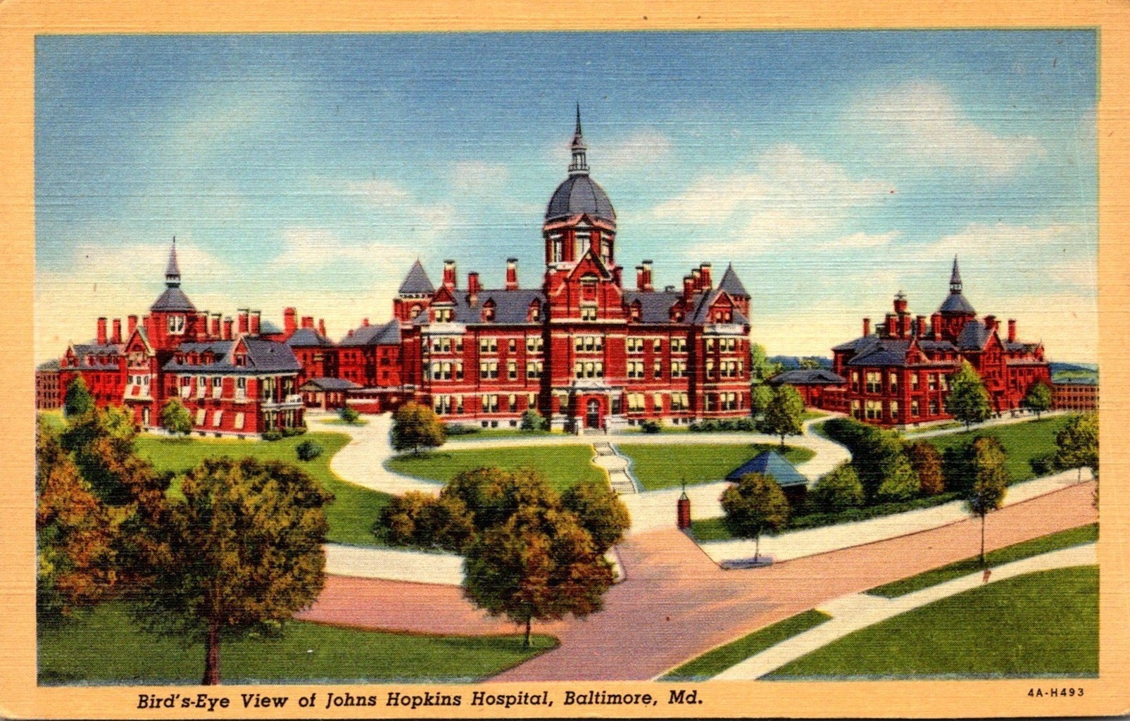 Maryland Baltimore Johns Hopkins Hospital Birds Eye View Curteich ...