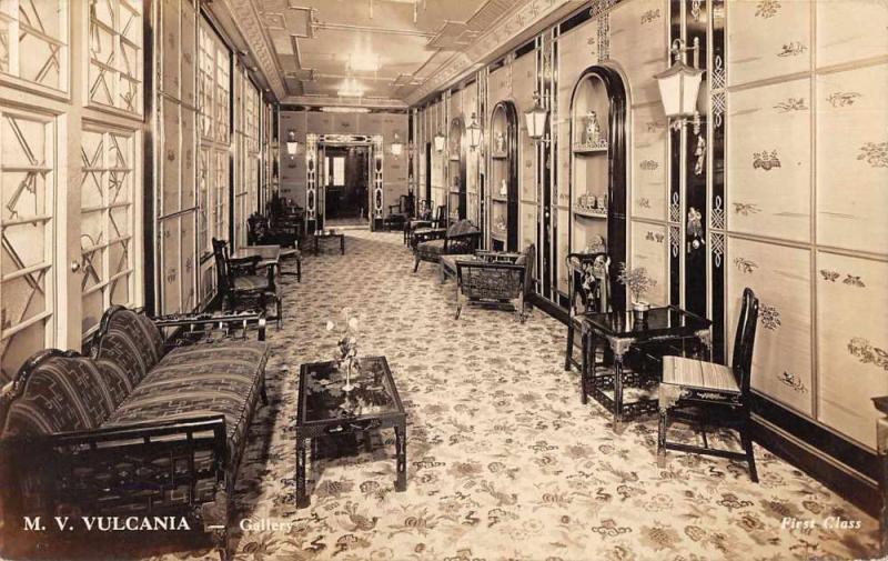 Cosulich Line of Trieste MV Vulcania Ship Interior Real Photo Postcard ...