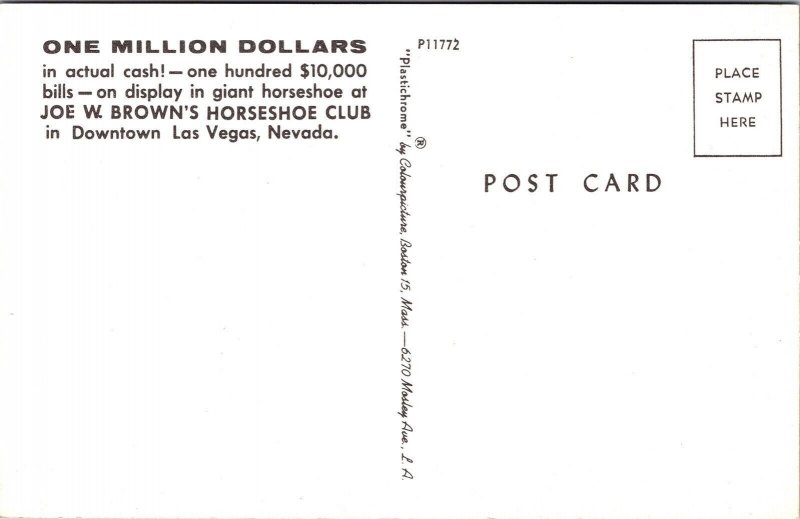 Joe Browns Horseshoe One Million Dollars Actual Cash Downtown Las Vegas ...