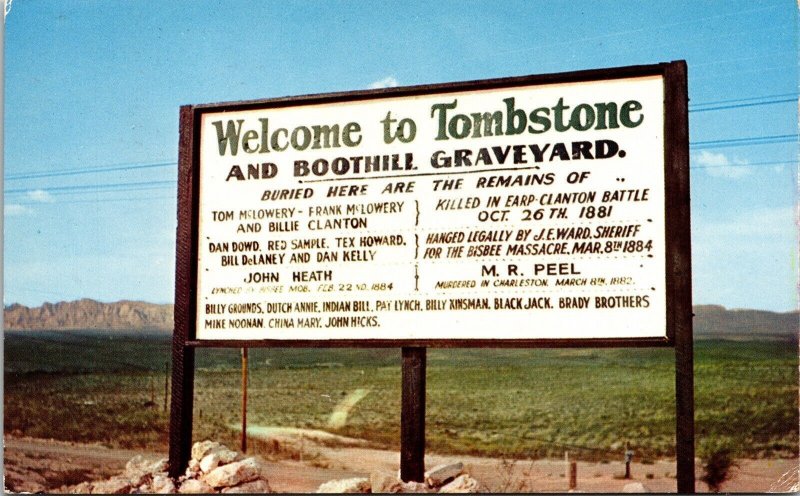 Sign Entrance Boothill Graveyard Tombstone Arizona AZ Postcard PM ...