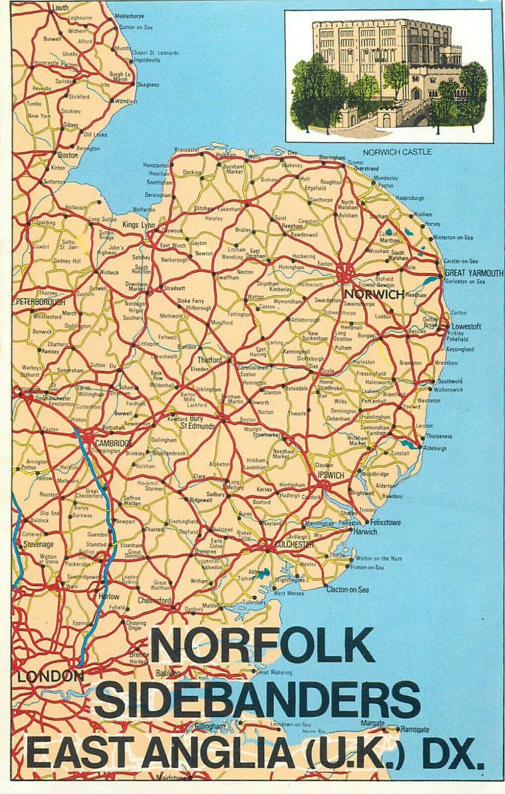 Norfolk map QSL postcard | Europe - United Kingdom - England - Norfolk ...