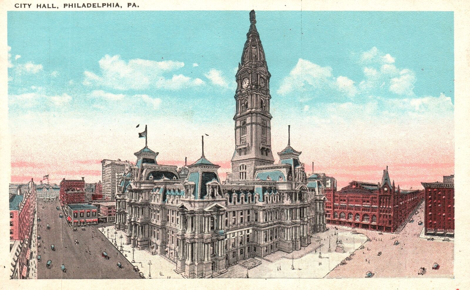 Vintage Postcard City Hall Building Street Roadway Philadelphia ...