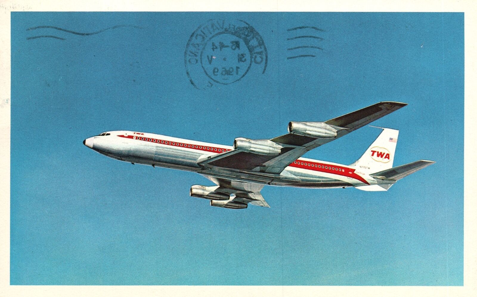 Vintage Postcard 1968 Up Up and Away TWA Trans World Airlines Airplane ...
