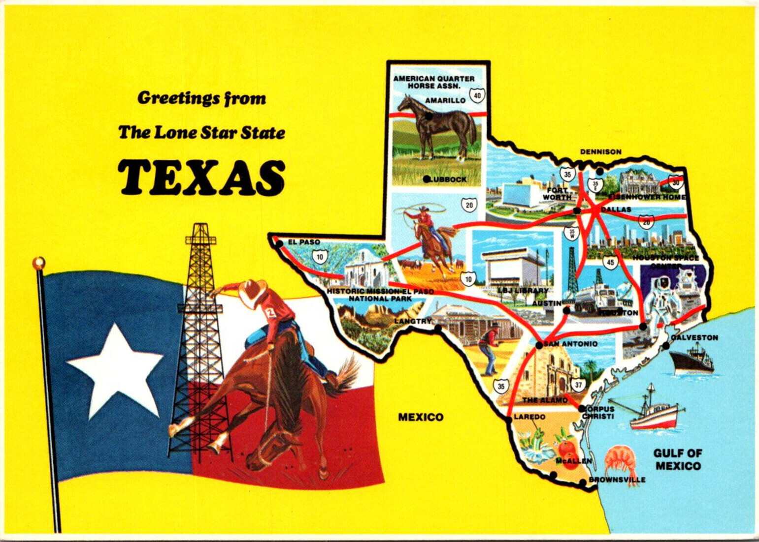 Texas Greetings From The Lone Star State With State Map & More | United ...